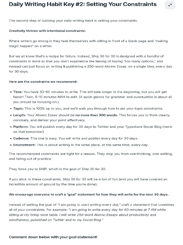 03-Daily Writing Habit Key #2 - Setting Your Constraints | PDF