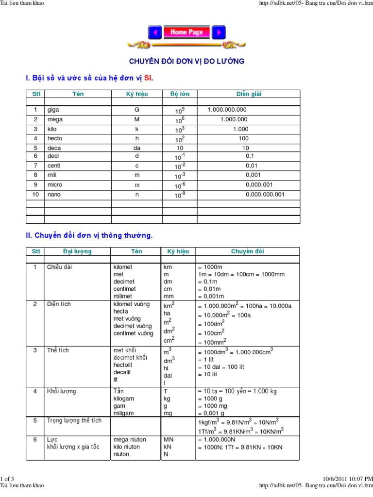 Chuyen Doi Don Vi | PDF
