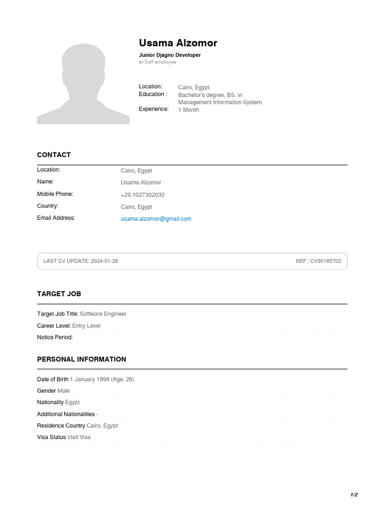 Junior Django Developer CV - Usama Alzomor | PDF | Internet | Cyberspace