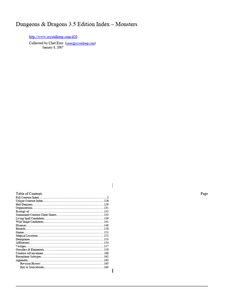 DnD3.5Index Monsters ByType | PDF | Fantasy | Dragon