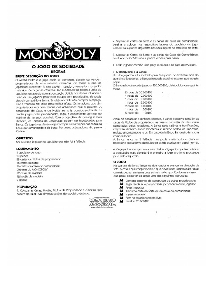 As Regras Do Monopoly | PDF