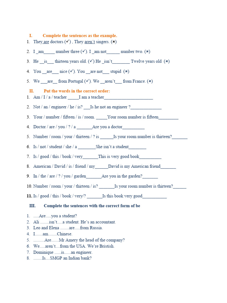 Present Continuous Tense Exercises | PDF | Subject (Grammar)
