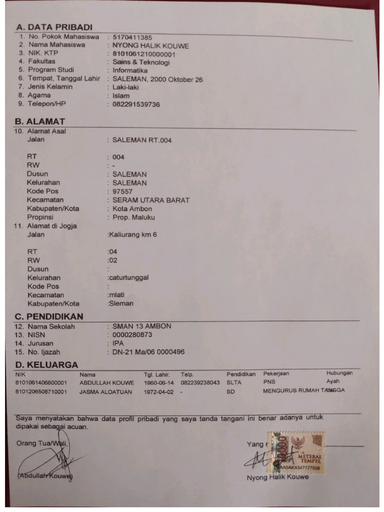 Nyong Halik Kouwe DATA | PDF