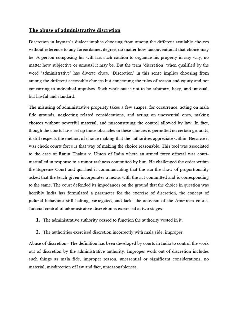 Understanding Administrative Discretion Abuse | PDF | Bad Faith ...