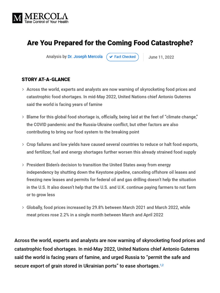 Food Catastrophe PDF | PDF | Famine | Sustainability