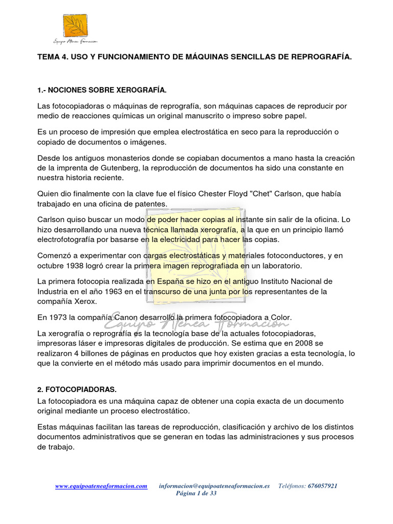 Uso y Funcionamiento de Fotocopiadoras | PDF | Fotocopiadora ...