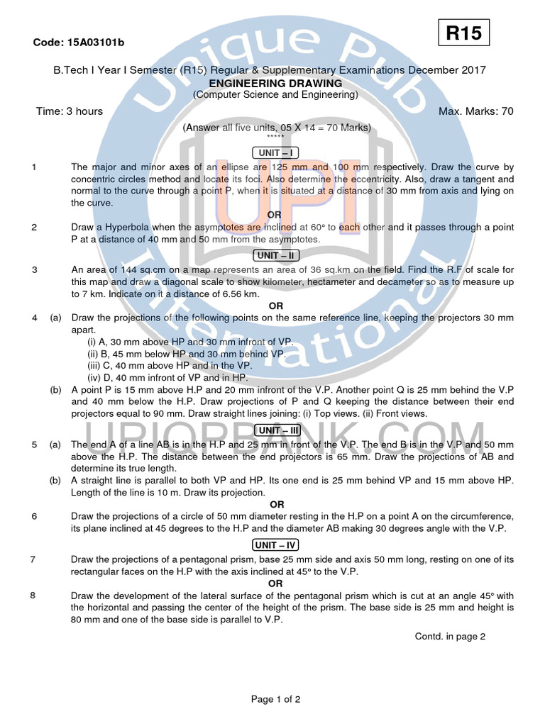 Jntua B Tech R1511 Sem 2017 Dec B Engineering Drawing Min Pdf Ellipse Geometry 