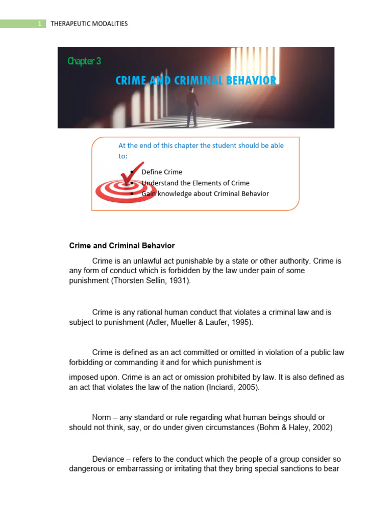 Chapter 3 - Crime and Criminal Behavior | PDF | Mens Rea | Crimes