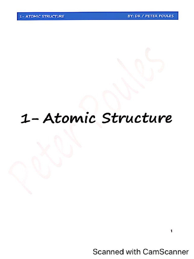 Atomic Structure ..Peter Poules | PDF