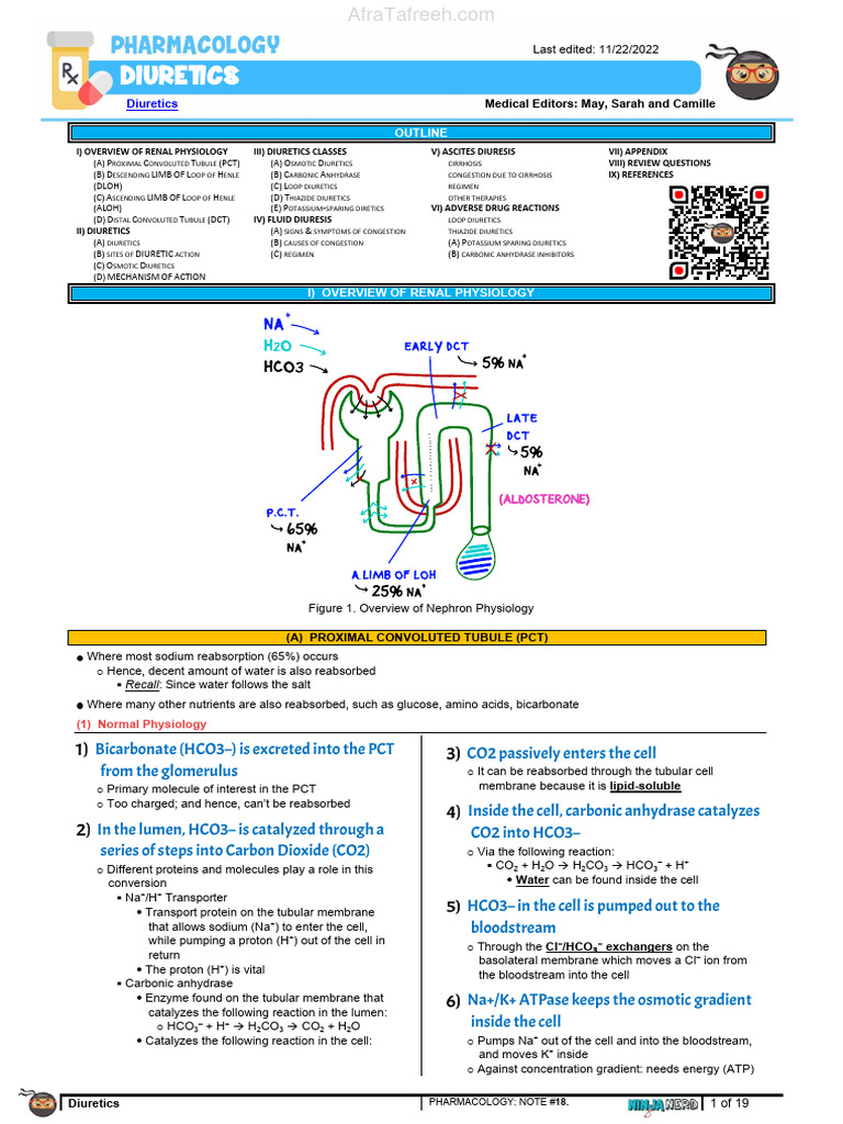 18 Diuretics (Notes) Atf | PDF | Medical Specialties | Clinical Medicine