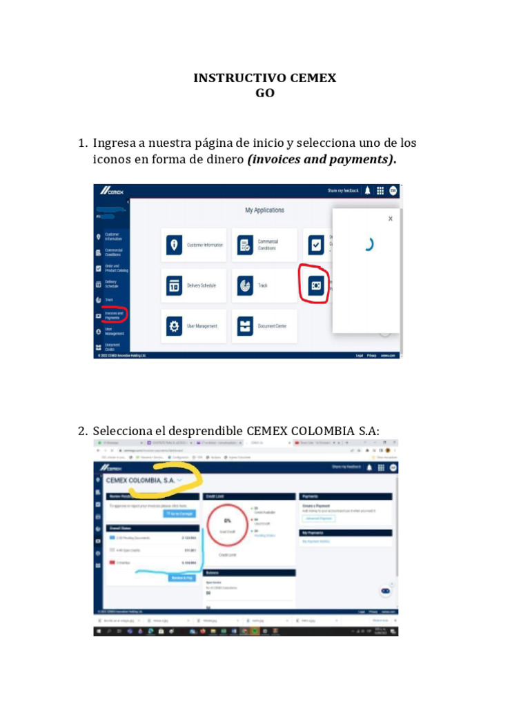 INSTRUCTIVO CEMEX GO Clientes | PDF