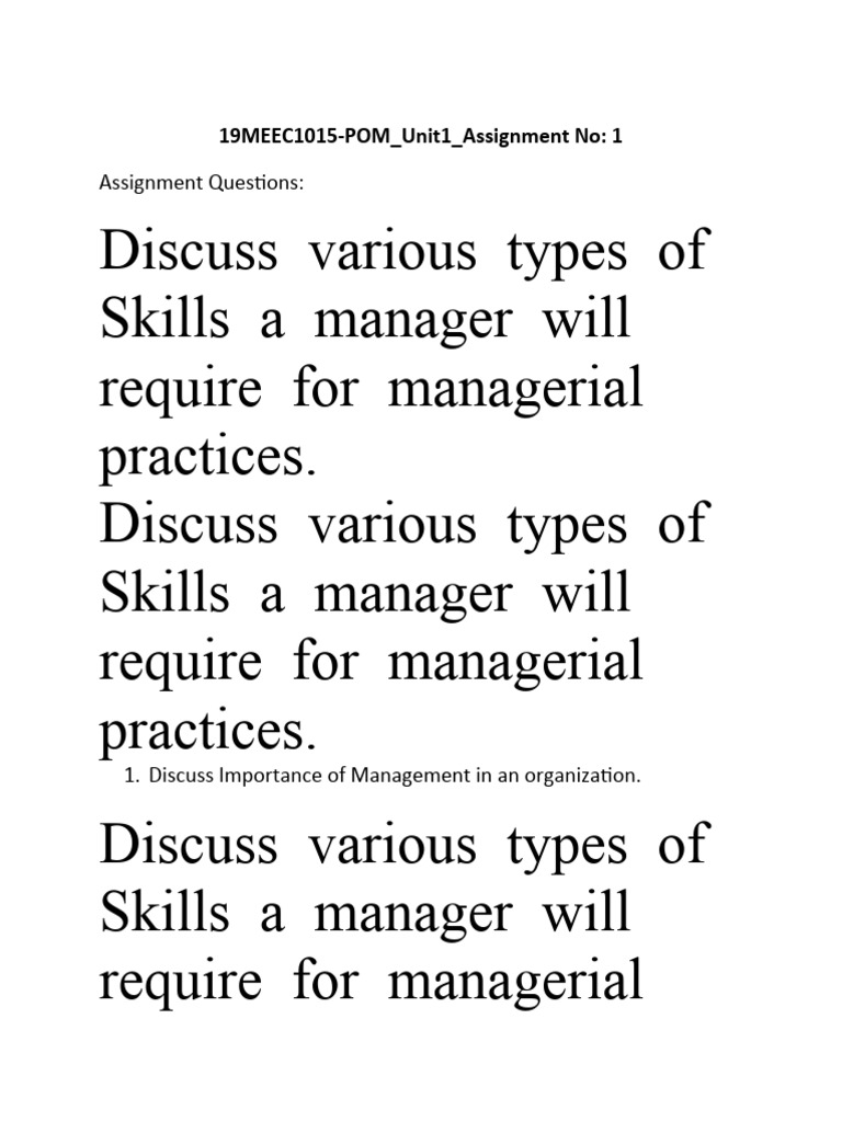 POM - Assignment - No1 - Questions 1 | PDF