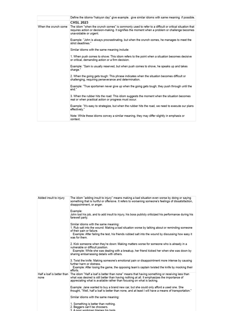 Idioms - IDIOMS | PDF