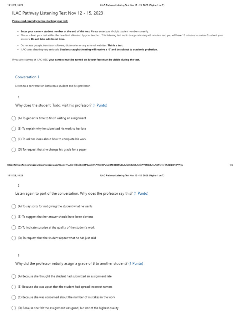 ILAC Pathway Listening Test | PDF