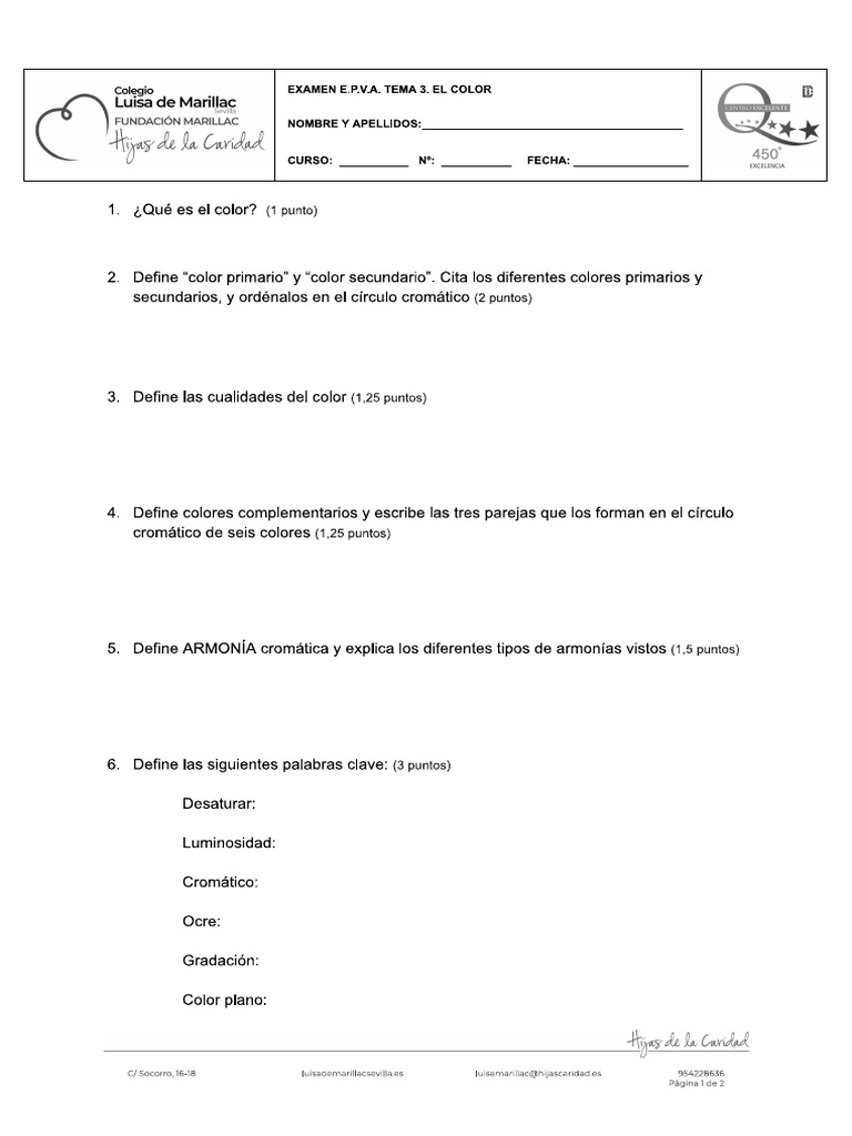 Examen Color Normal 13 Copias Por Una Cara | PDF