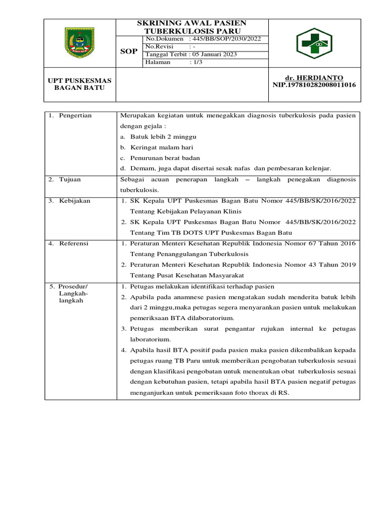 Sop Skrining TB | PDF