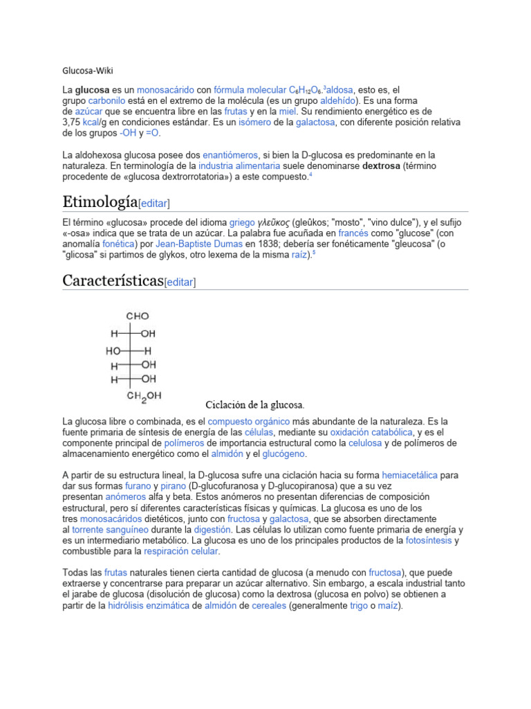 Glucosa Wiki | PDF | Glucosa | Química