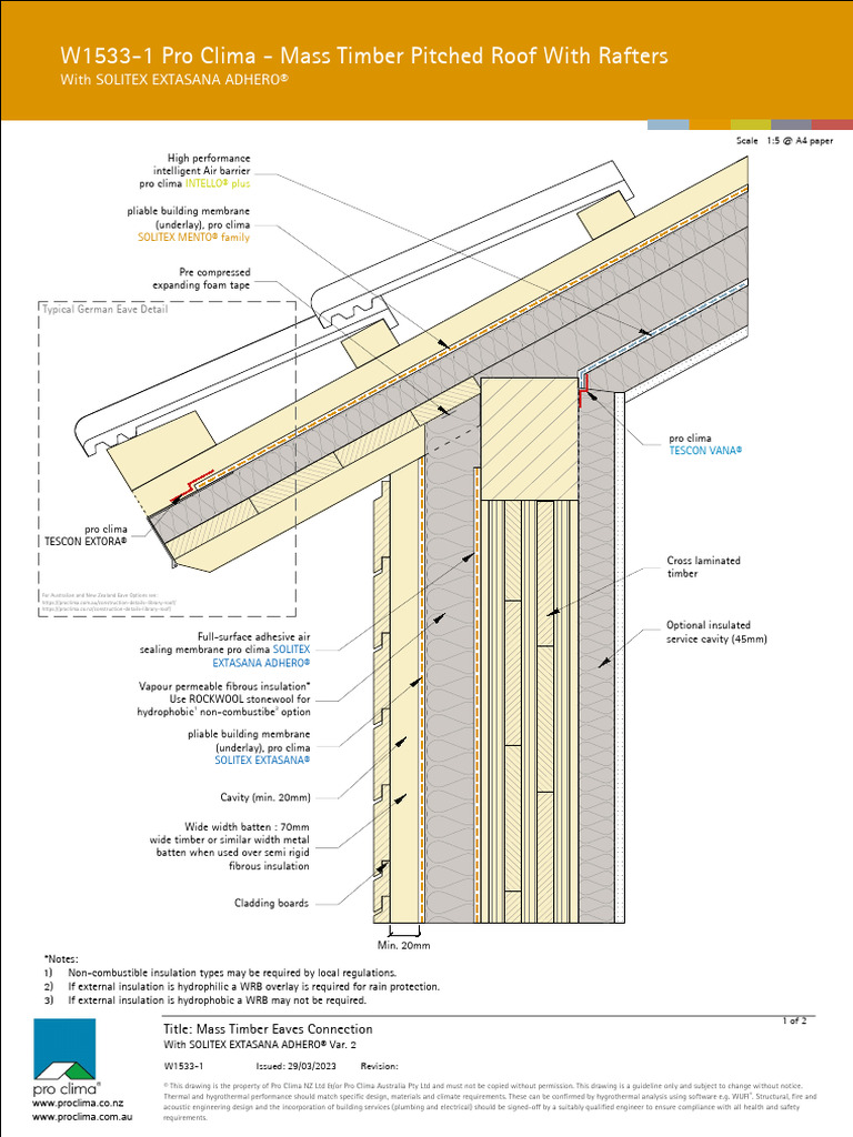Mass Timber Pitched Roof With Rafters Eaves, SOLITEX ADHERO | PDF