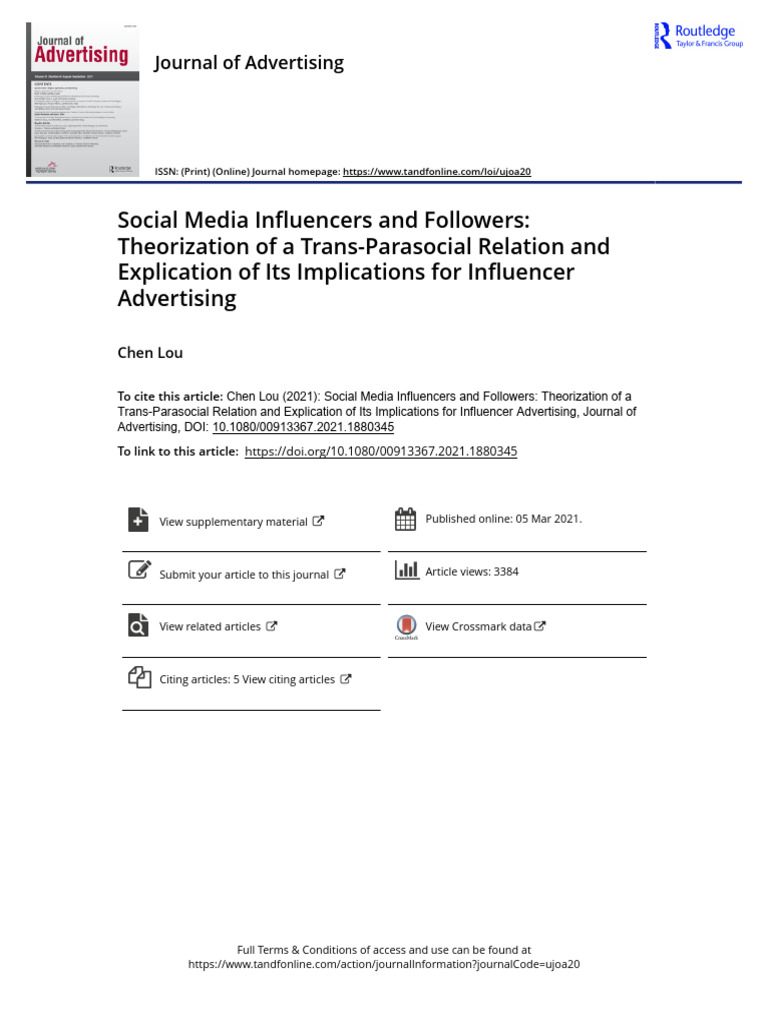Social Media Influencers and Followers: Theorization of A Trans ...
