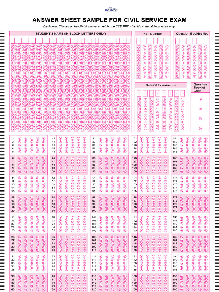 Sample Answer Sheet | PDF