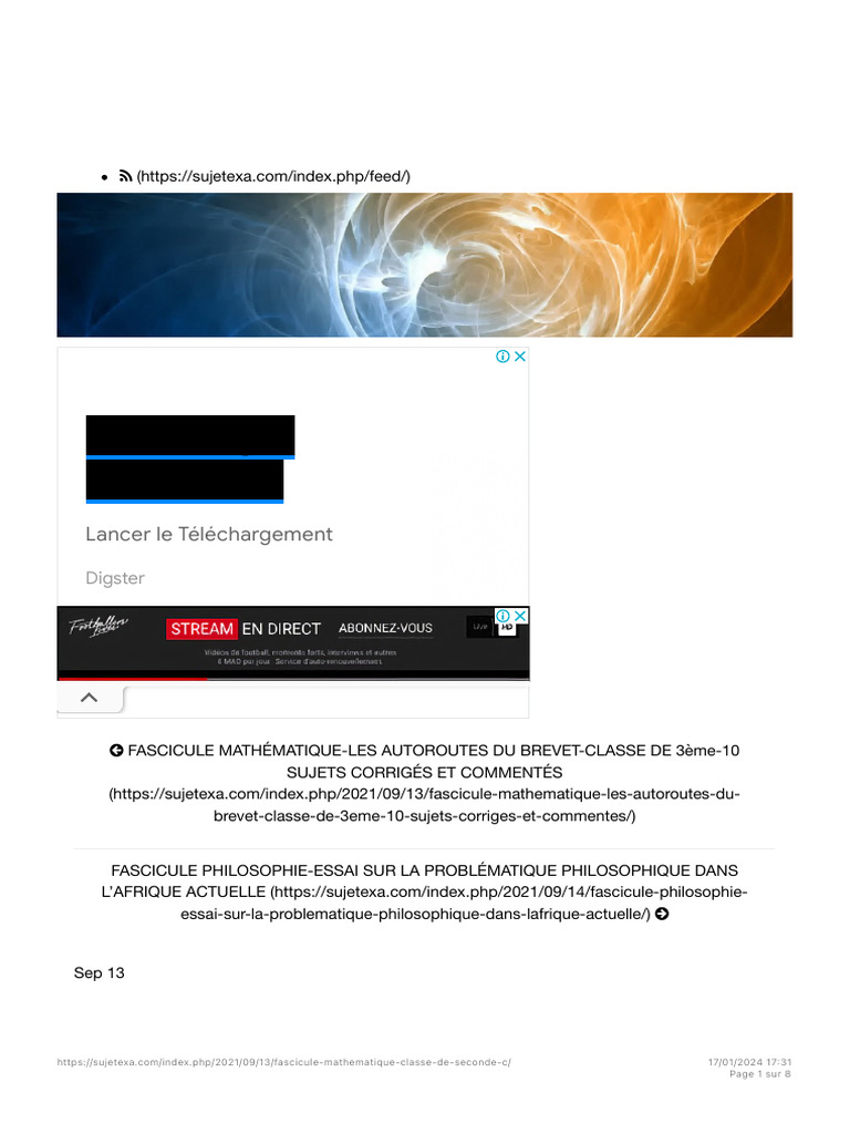 Fascicule Mathématique-Classe de Seconde C - Sujetexa | PDF