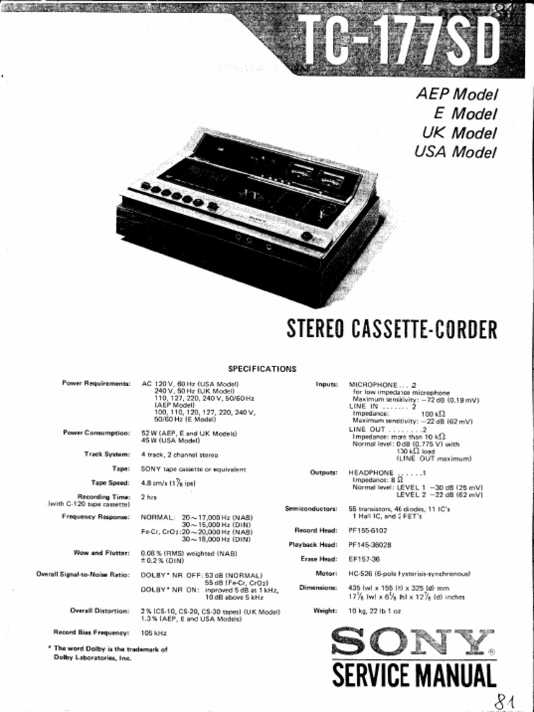 Sony tc-177sd SM | PDF