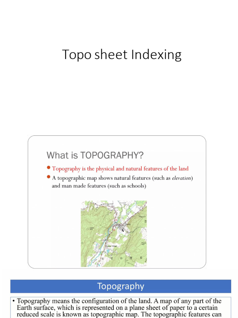 Topo Sheet Indexing and Calculations | PDF | Teaching Methods & Materials