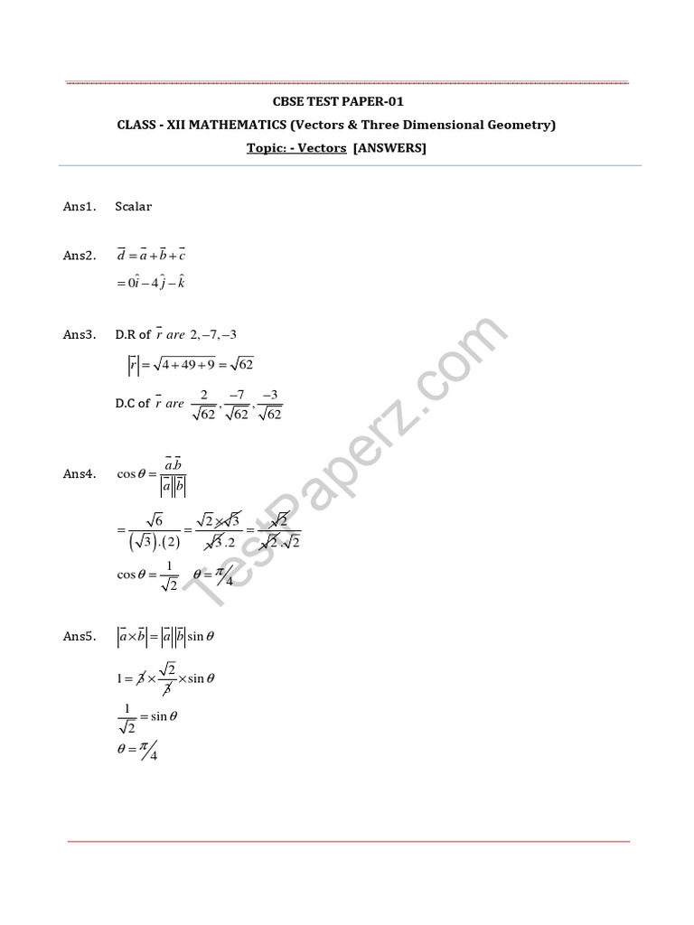 Vectors Imp Questions Paper 1 Solutions | PDF | Euclidean Vector | Mathematical Physics