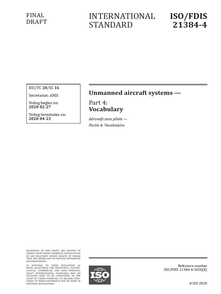 ISO 21384-4 2020 - Unmenned Aircraft System - Parte 4 - Vocabulary | PDF | International ...