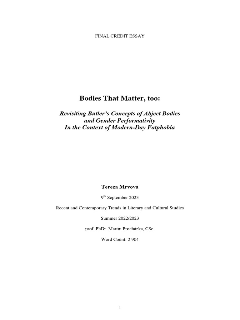 Bodies That Matter, too: Revisiting Butler’s Concepts of Abject Bodies ...