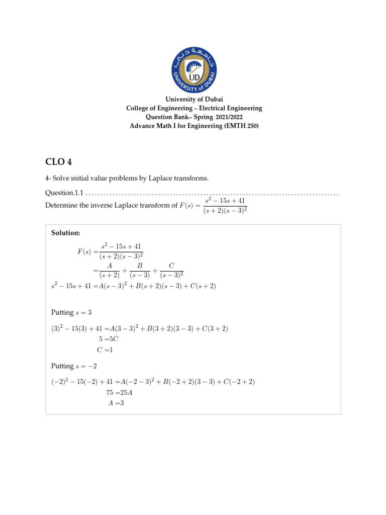 Question Bank CLO4 | PDF | Mathematical Physics | Functions And Mappings