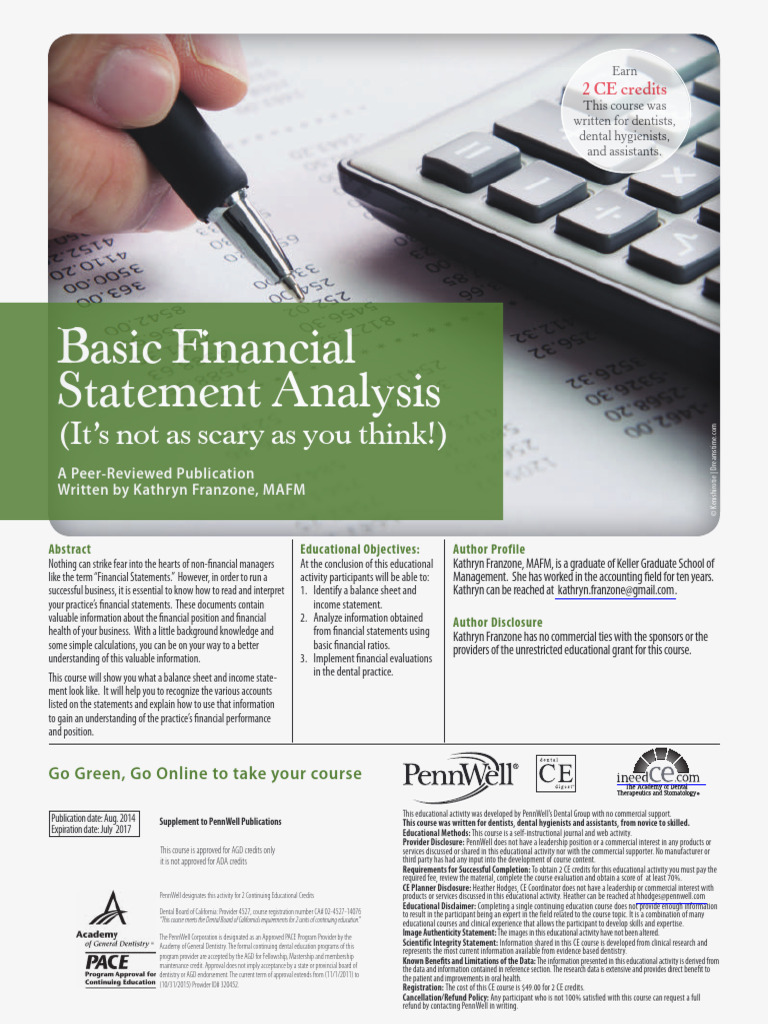 Basic Financial Statement Analysis K. Franzone 2014 | PDF | Equity (Finance) | Balance Sheet
