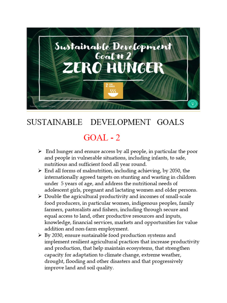 SDGs Goal - 2 | PDF | Agriculture | Economies