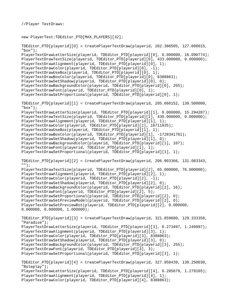 Player TextDraw Script Guide | PDF