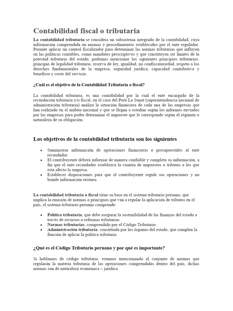 Contabilidad Fiscal o Tributaria | PDF | Impuestos | Contabilidad
