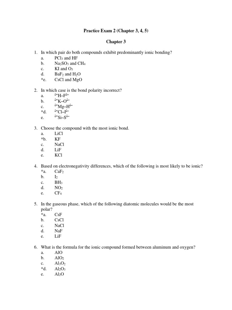 Practice EXAM 2 - Answer Keys & Explanation | PDF | Mole (Unit ...