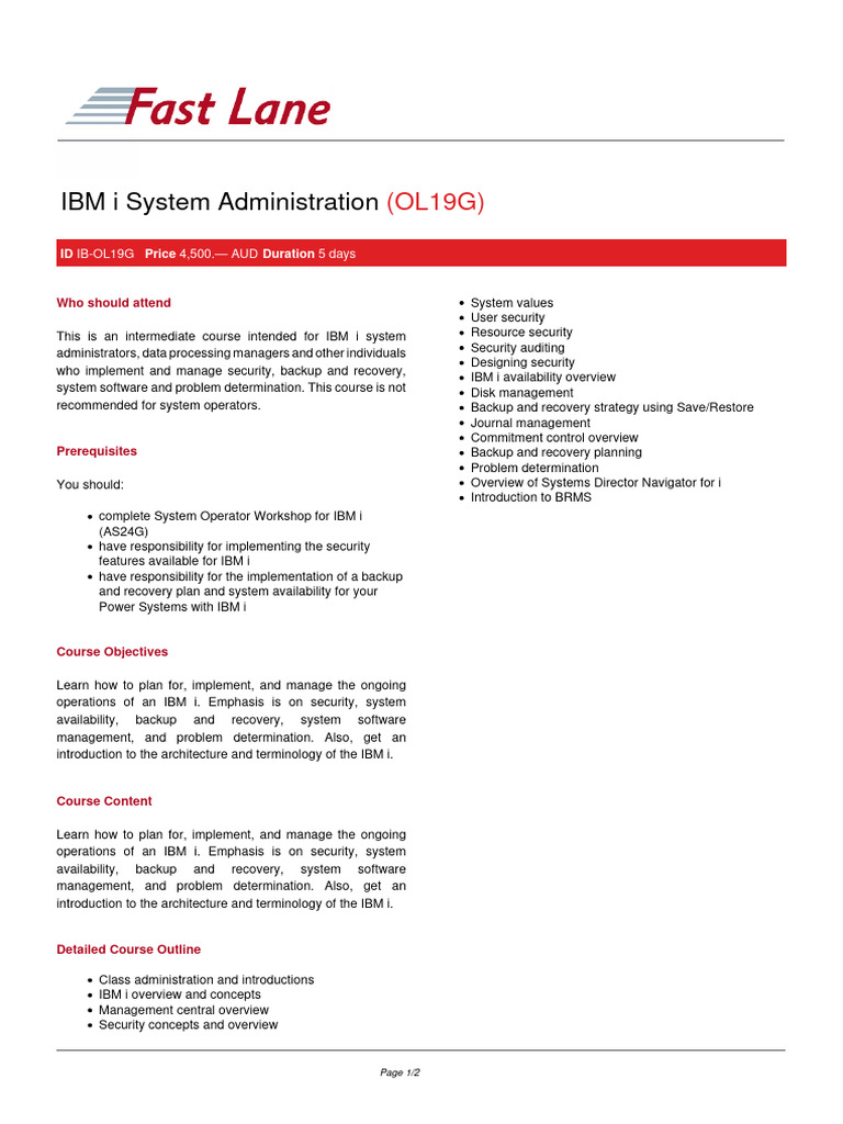 Fast Lane - IB-OL19G | PDF | Backup | Ibm