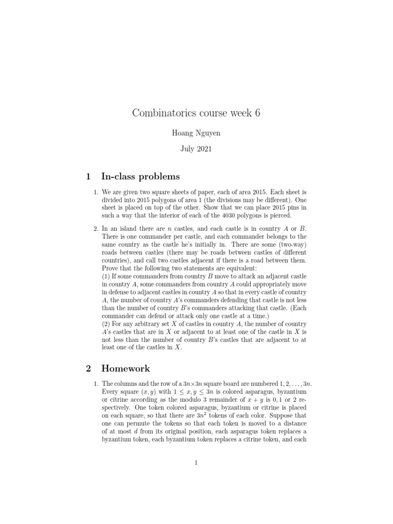 Week 6 Pdf Combinatorics Mathematics
