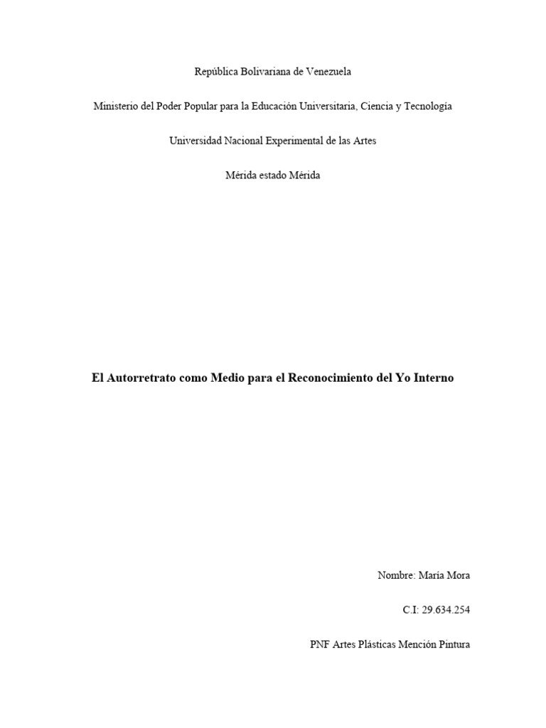 El Autorretrato Como Medio para El Reconocimiento Del Yo Interno | PDF ...