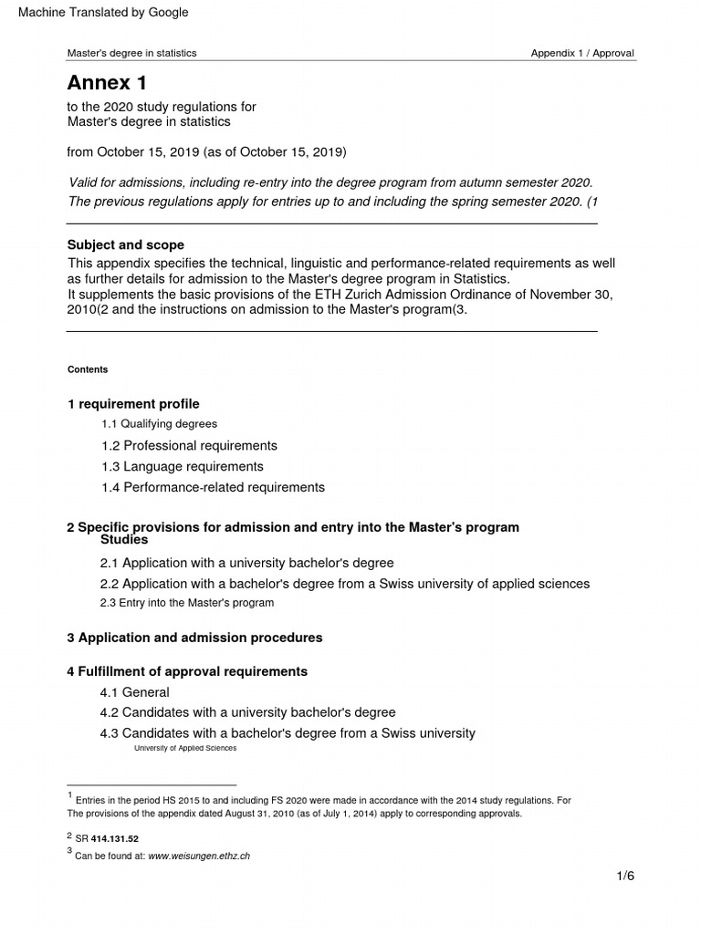 MSc-Statistics Eth | PDF | Academic Degree | Bachelor's Degree