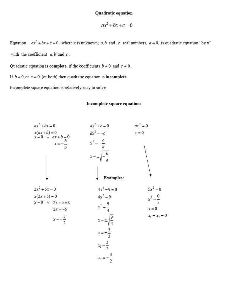 1.HIGH School VIII QUADRATIC EQUATIONS AND QUADRATIC FUNCTIONS ...