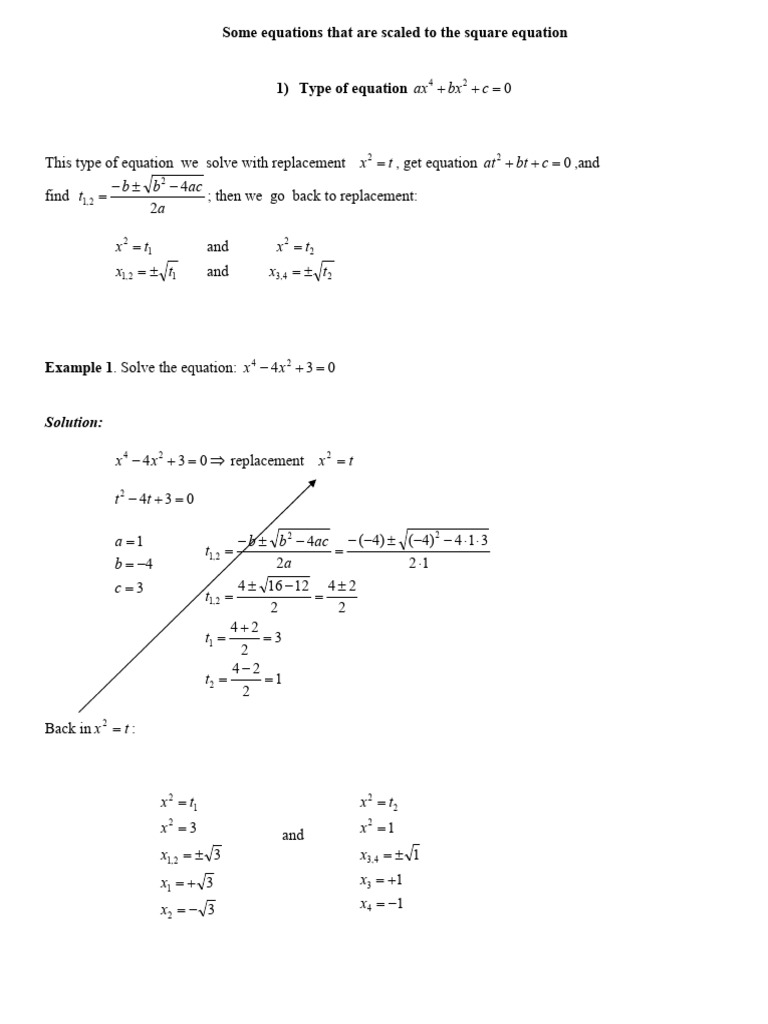 2.HIGH School VIII QUADRATIC EQUATIONS AND QUADRATIC FUNCTIONS-Some Equations That Are Scaled To ...