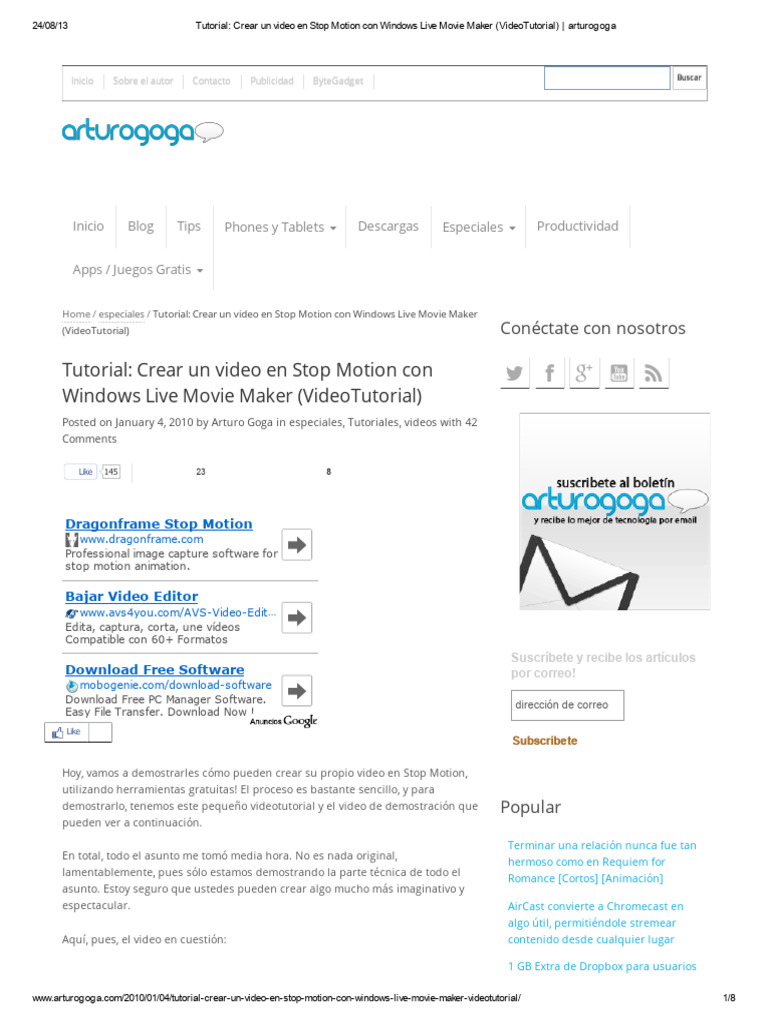 Tutorial - Crear Un Video - Stop Motion | PDF | Informática