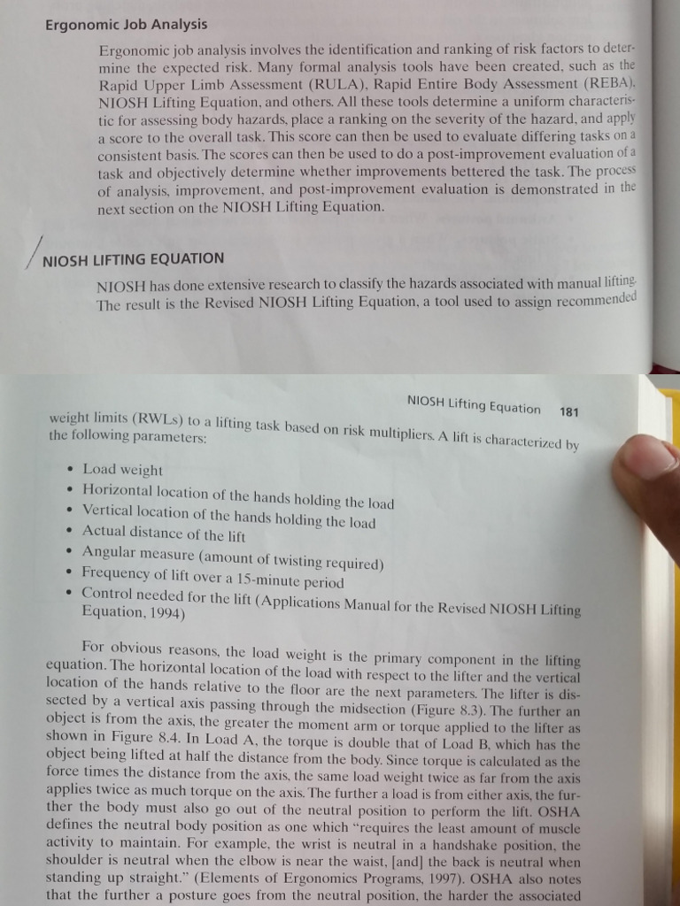 Niosh Lifting Equation | PDF