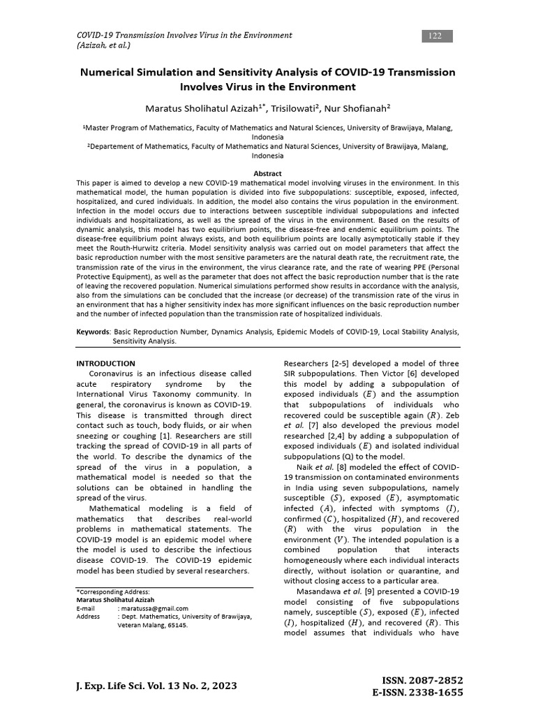8 +Maratus+Sholihatul+Azizah+-+JELS+13 (2) +2023 | PDF | Stability Theory | Infection