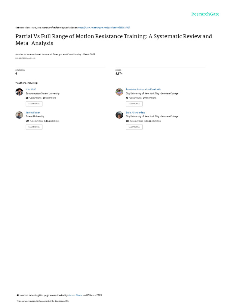 Partial Vs Full Range of Motion Resistance Training: A Systematic ...