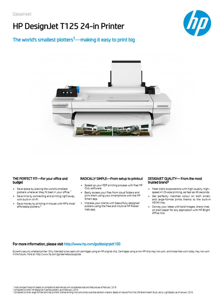 HP Designjet T125 24-In Printer HP Designjet T125 24-In Printer | PDF | Printer (Computing ...