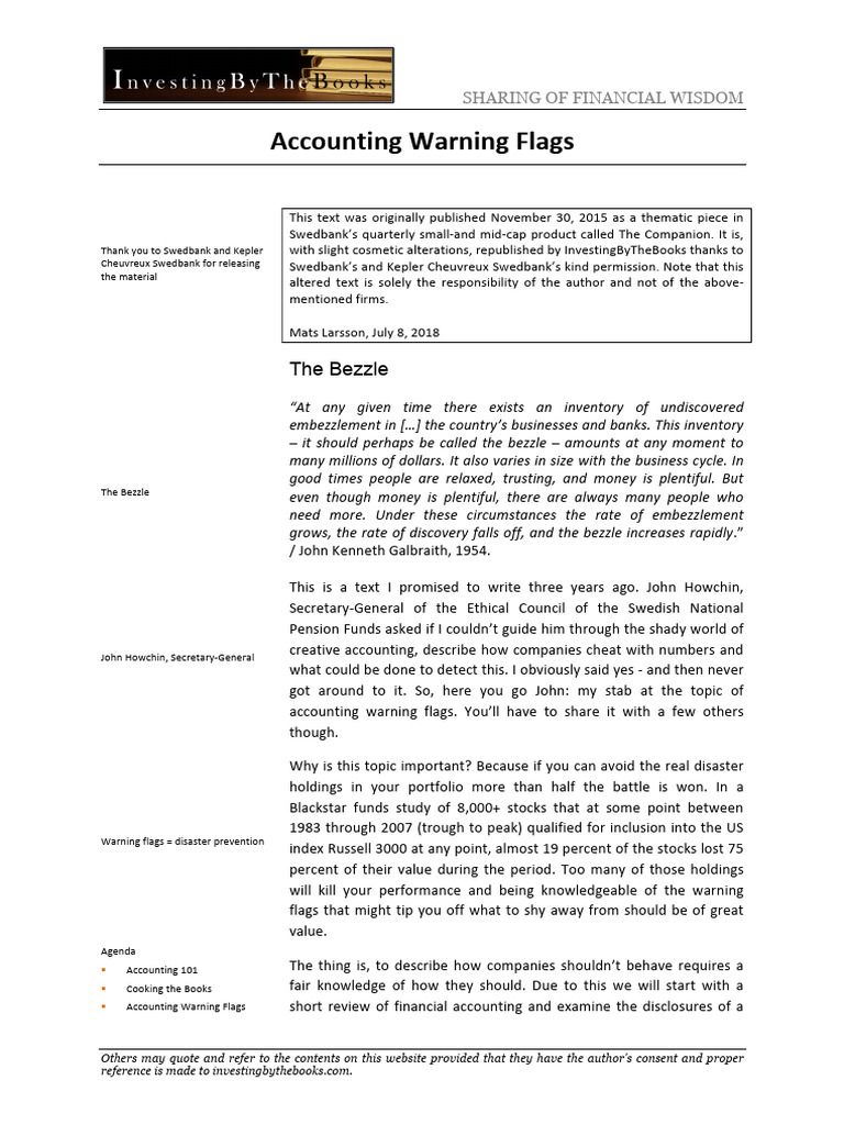 Accounting Red Flags | PDF | Goodwill (Accounting) | Generally Accepted ...