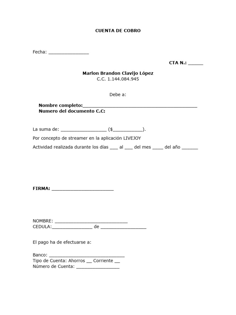 Cuenta de Cobro 2 | PDF