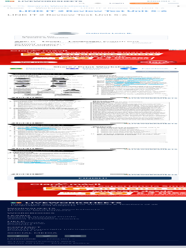 LINK IT 2 Review Test Unit 5-6 Online Exercise For Live Worksheets | PDF